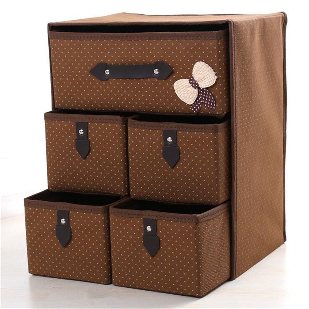 PILER Foldable Storage Box Bra Underwear Closet Organizer Drawer Divider Kit Set of 5 Dark Containers Divider with Drawers (blue)