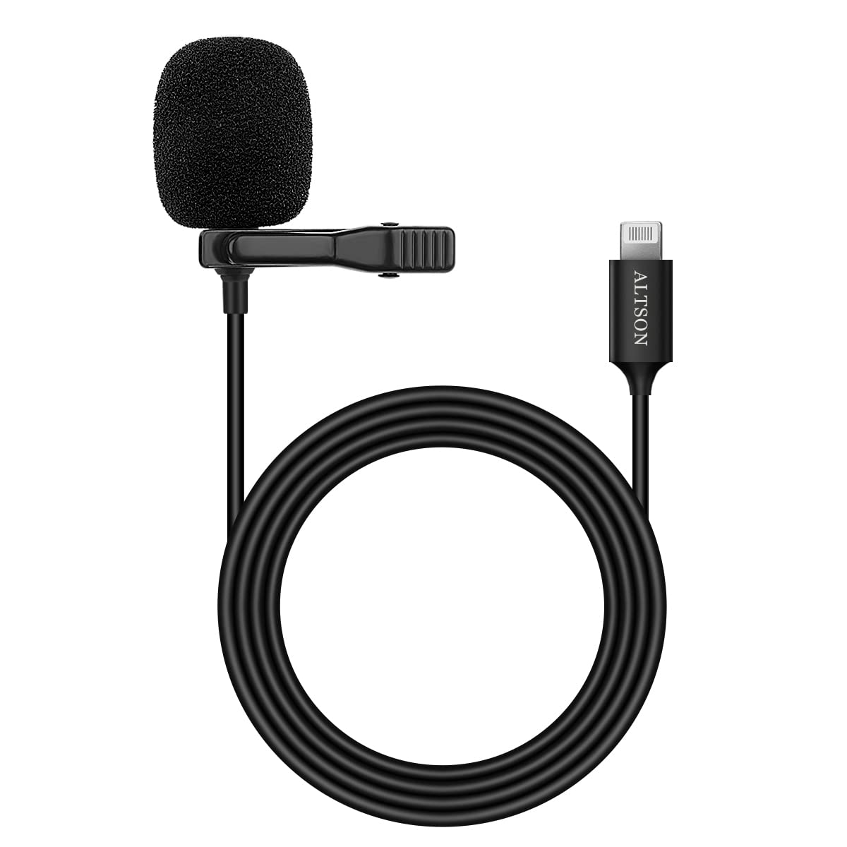 ALTSON Professional Lavalier Microphone for iPhone/Video Conference/Podcast/Voice Dictation/YouTube Grade Omnidirectional Phone Audio Video Recording Condenser Microphone (Black 4.94ft)