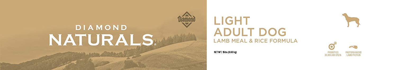 Diamond Naturals Light Real Meat Recipe Premium Dry Dog Food To Help Support Weight Management With Real Pasture Raised Lamb Protein 15Lb, 1772_15_DNL