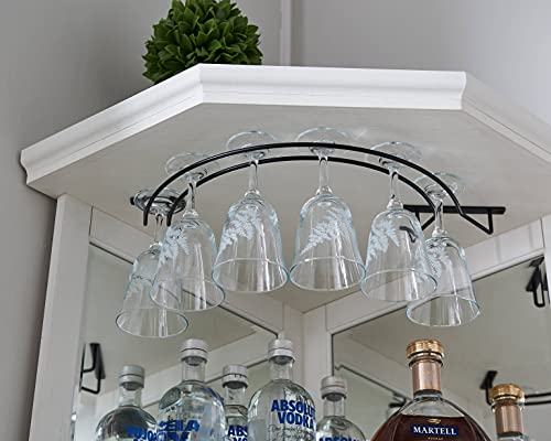 Home Source White Corner Bar cart 73" Tall Unit with Built-in Wine Rack and Lower Storage Cabinet, Living Room, Home Office, Kitchen, Small Space.