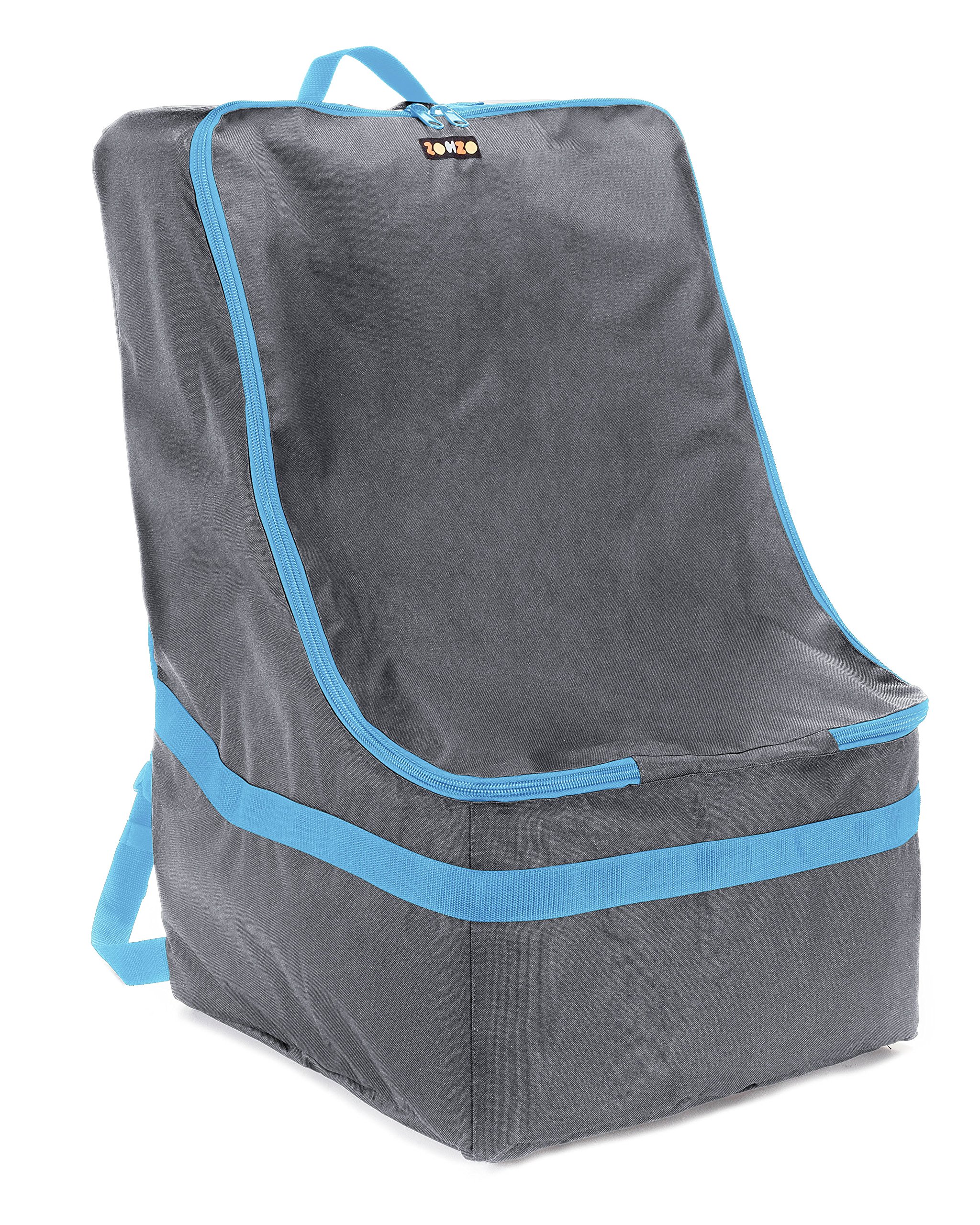 Zohzo Car Seat Travel Bag — Adjustable, Padded Backpack for Car Seats — Car Seat Travel Tote (Gray with Black Trim)