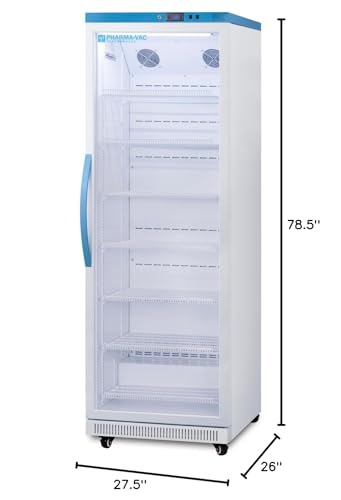 Summit Appliance ARG18PV Performance Series Pharma-Vac 18 Cu.Ft. Upright Glass Door All-refrigerator with Silver-ion Handle, Interior Light, Access Port and Hospital Grade Cord Green Dot Plug, White