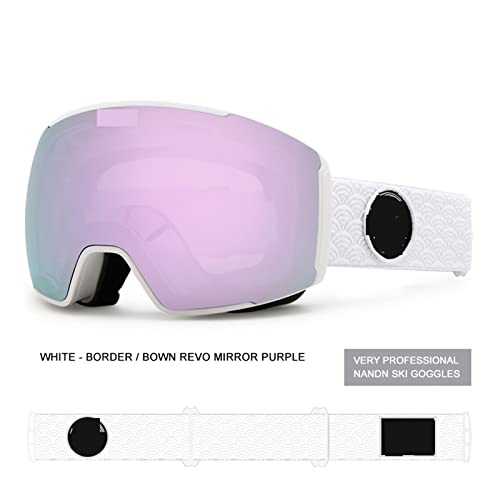 AOIKE Large Spherical Magnetic Suction Ski Goggles Anti-fog Men's And Women's Ski Glasses Easy To Replace Lenses ( Color : White Blue )