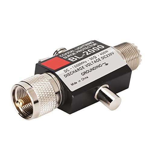 ASHATA Lightning Surge Protector,PL259 Female to PL259 Male Lightning Arrestor Surge Protector Coaxial Arrester for Building Antenna,400W DC~1000MHz 50 Ohm