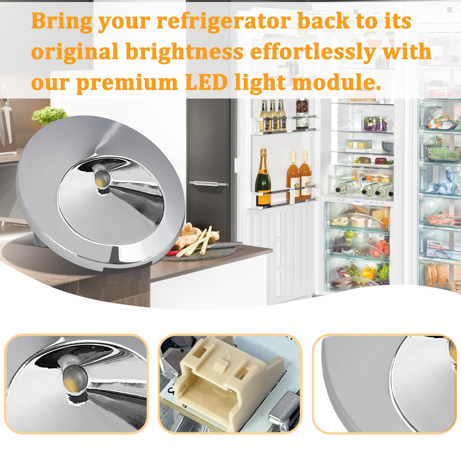 WR55X11132 WR55X25754 Compatible with GE Refrigerator Led Light and Cover Assembly Replace Refrigerator Led Light Assembly WR55X30603 WR55X26487 WR55X26486 WR55X30602