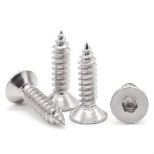 Glvaner (30 pcs) M6 x 25mm Flat Head Socket Cap Self Tapping Screws Wood Screws 304 Stainless Steel 18-8 Full Thread Coverage Sheet Metal Screw