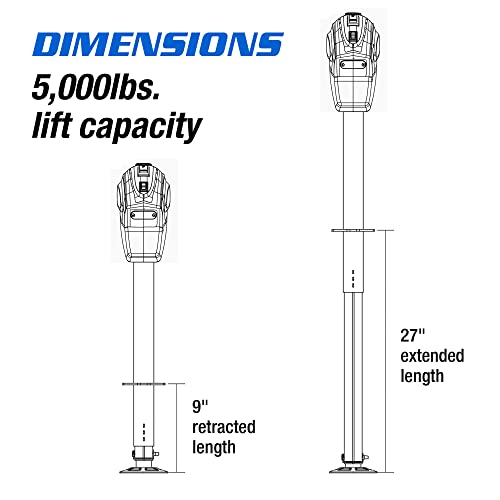 POLESTAR 5000LB Electric Power A- Frame Tongue Jack for Trailer Camper, RV, 12V DC with Hard Wiring