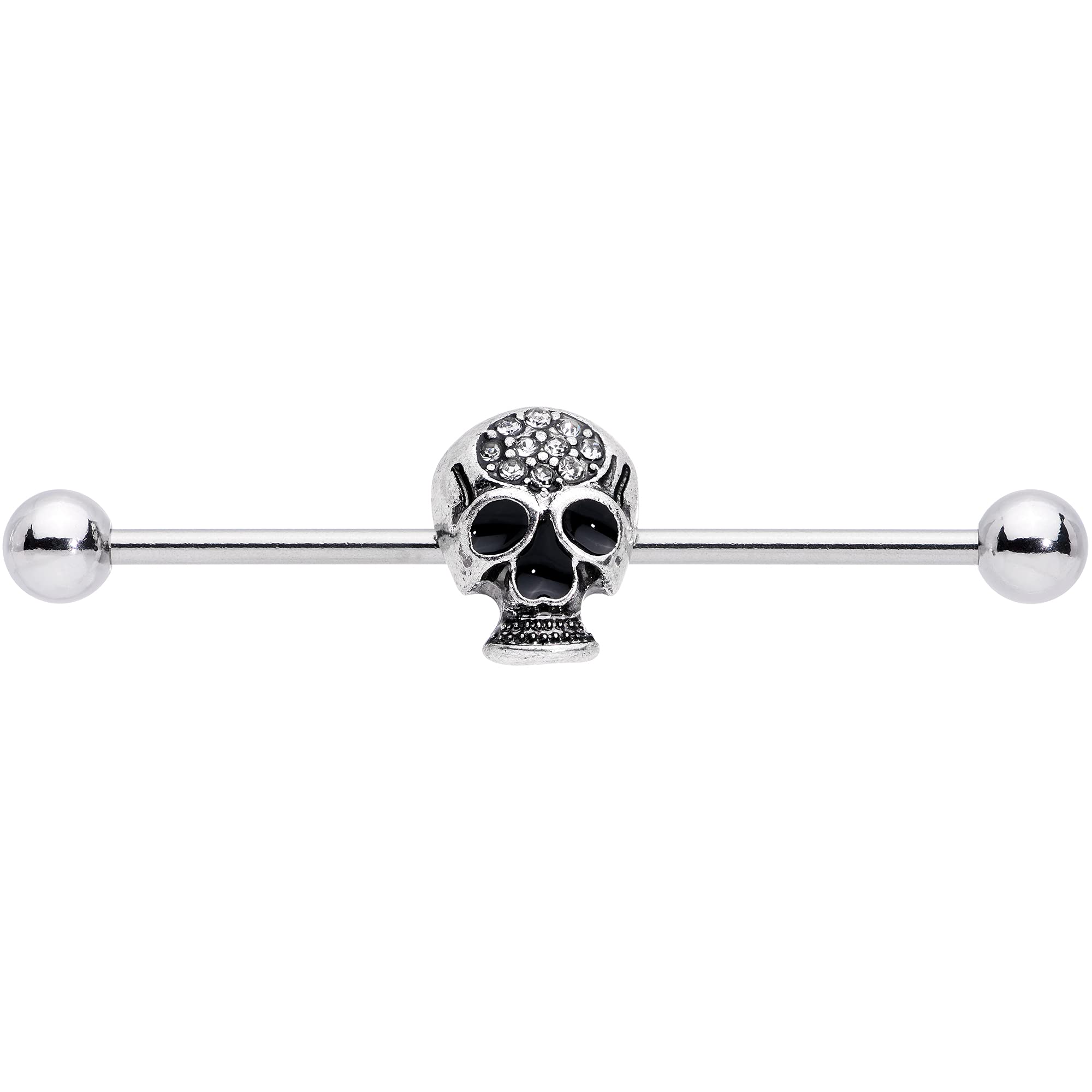 Body Candy Womens 14G 316L Stainless Steel Helix Cartilage Angular Skull Industrial Barbell 1 1/2"