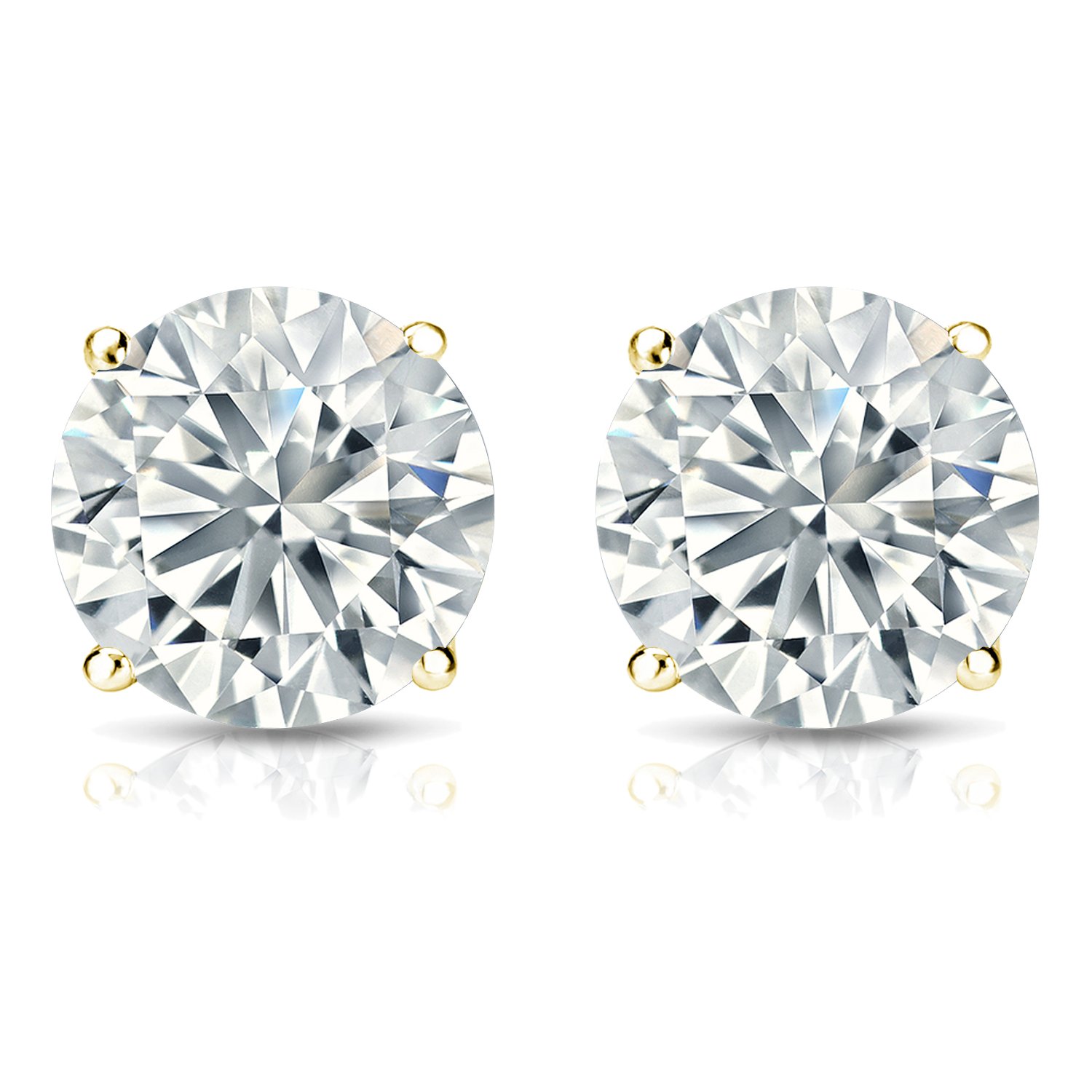 Diamond Wish 1/6 Carat Diamond Round Stud Earrings in 14k Yellow Gold (I1-I2, cttw) 4-Prong Basket Screw Back