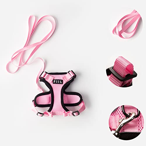 FIIL Cat Harness and Leash for Walking, Escape Proof Soft Adjustable Vest Harnesses for Cats, Adjustable Dog Harness - Reflective and Soft(Pink). (XS, Pink)