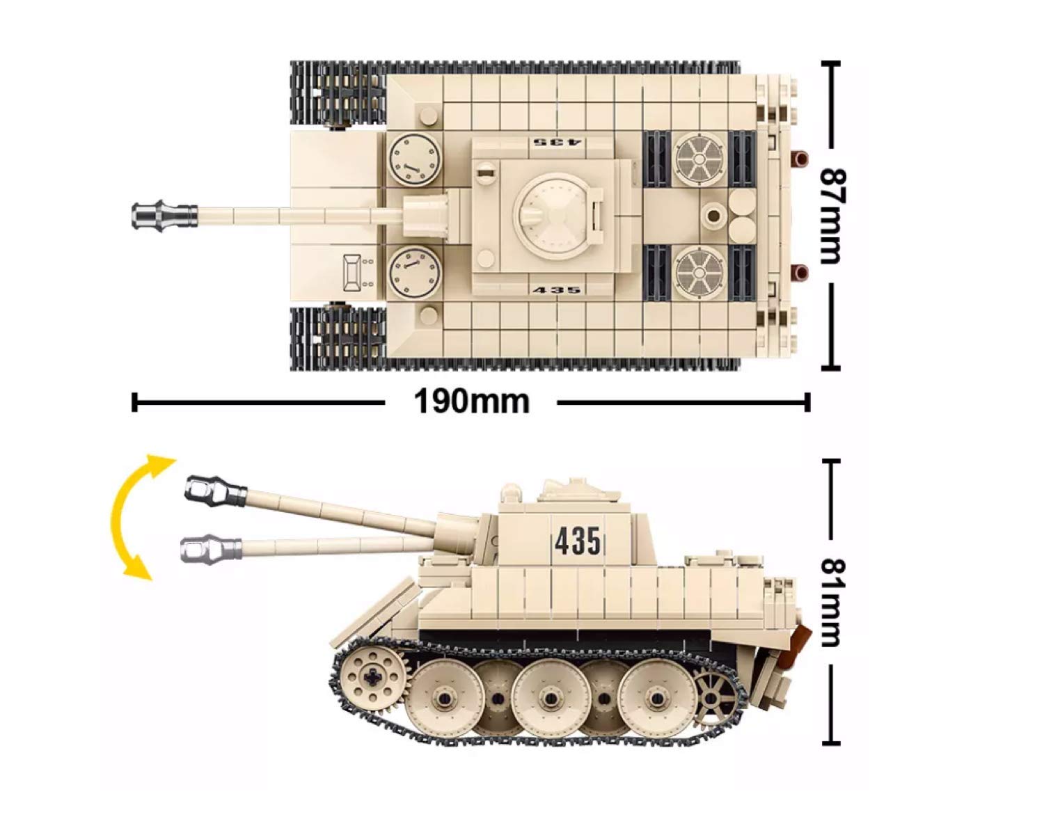 General Jim's Military Series WW2 Building Blocks Toy Set - German Army Leopard VK-1602 Reconnaissance Battle Tank Building Blocks Set