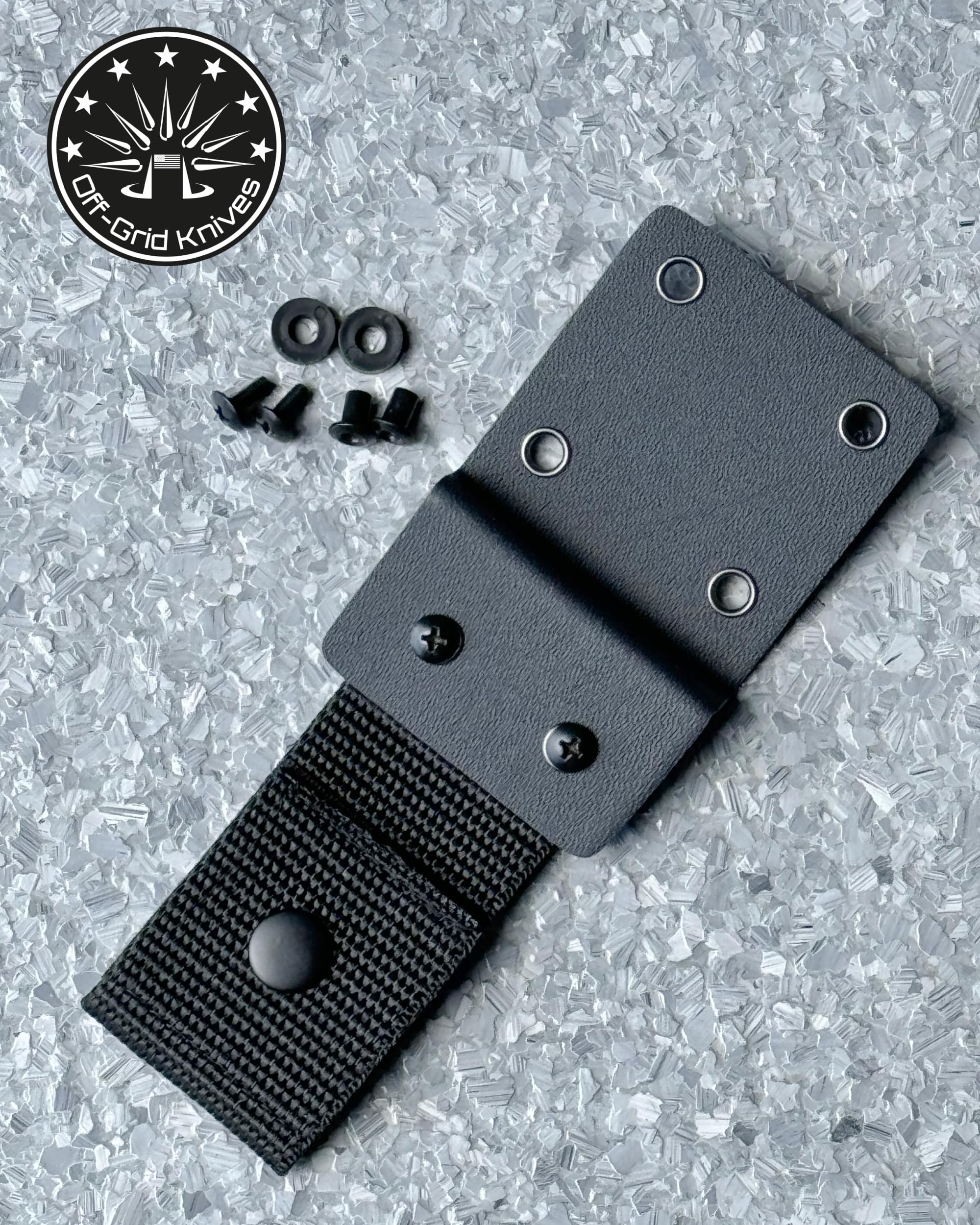 Off-Grid Knives - OG Lo-Pro Universal Kydex Knife Sheath Extension, Fits Taco and Pancake Style Sheaths with Button Lock and Velcro Nylon Belt Loop, Fits Sheaths with 1.5 Inch Spaced Rivets