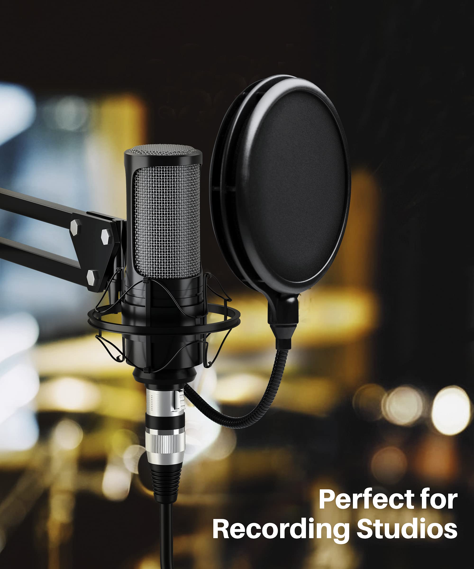 GearIT XLR to XLR Microphone Cable (1 Feet, 2 Pack) XLR Male to Female Mic Cable 3-Pin Balanced Shielded XLR Cable for Mic Mixer, Recording Studio, Podcast - Black, 1Ft, 2 Pack