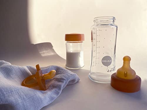 HEVEA Wide Neck Baby Glass Bottle 2-Pack Free from Plastic, BPA, and Phthalates (150 ml / 5 oz)