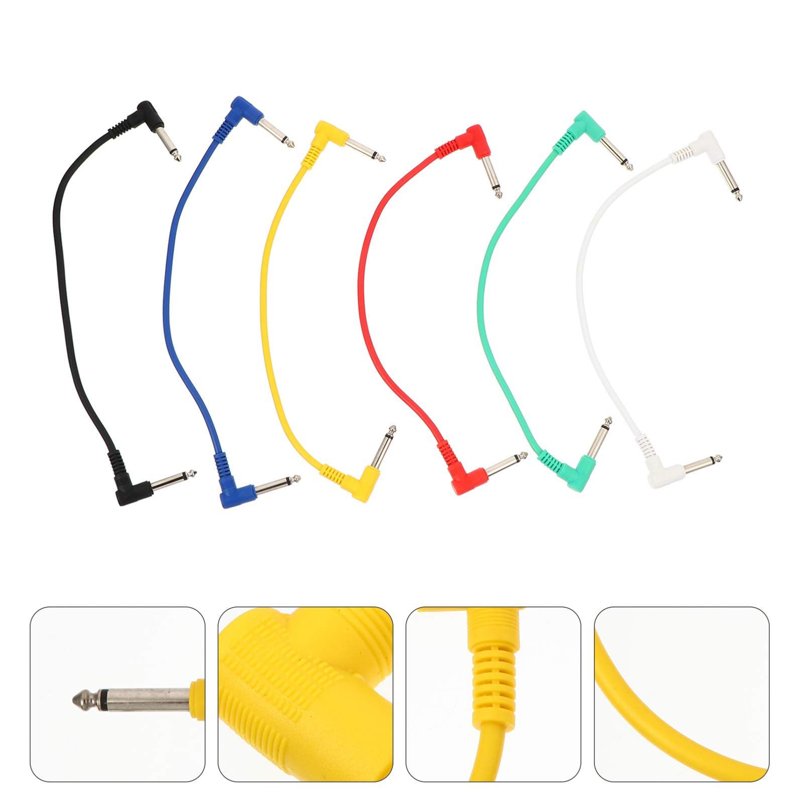 generic 6Pcs Guitar Patch Cable 6.35mm Guitar Effect Pedal Cables Flat Low Profile Instrument Effect Pedal Patch Cable for Effects Pedals 30cm