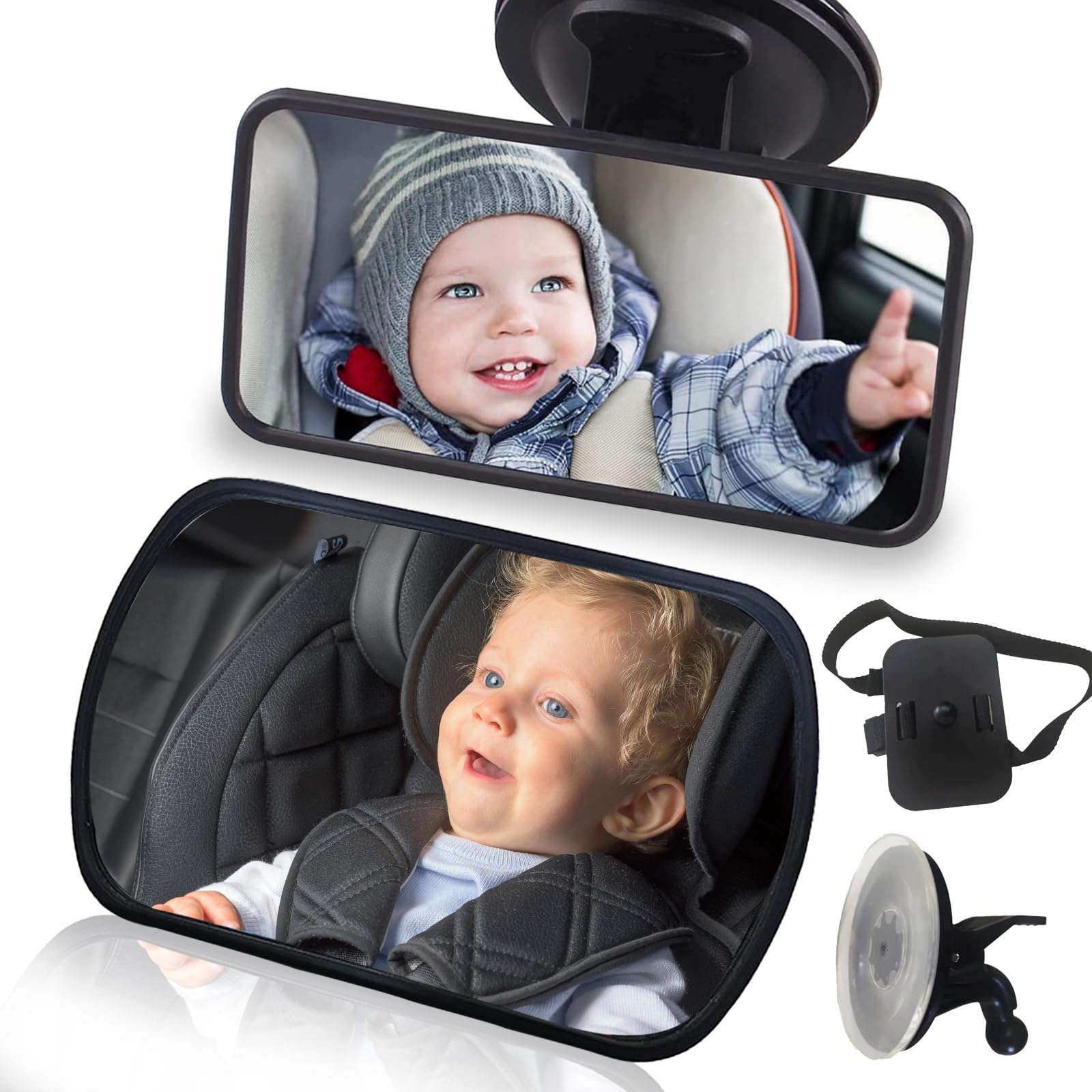 Baby Car Mirror 2 pack, Baby Mirror for Car Suction Cup Forward Facing Infant Mirror 360 °Adjustable Car Seat Mirror for Baby Rear Facing