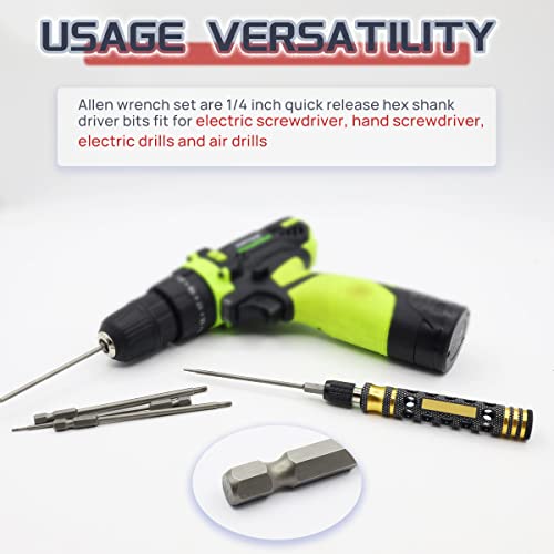 HOPLEX 5PCS RC Hex Bit 1.27mm 1.5mm 2.0mm 2.5mm 3.0mm Hex Head Allen Wrench Drill Bit Set for Screwdrivers Electric Screwgun/Power Drill