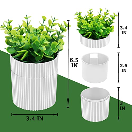 Denture Bath, Invisible Denture Case Designed As Artificial Eucalyptus Potted Plants, Denture Cup With Strainer For Retainer, Mouth Guard & Dentures, Perfect For Home Decorationā¦