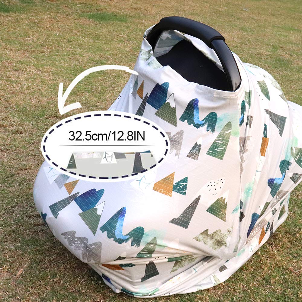 Baby Car Seat Cover & Bassinet Sheet, Mountains Multiuse - Nursing Breastfeeding Covers & Baby Bassinet Mattress Cover Fitted Sheet