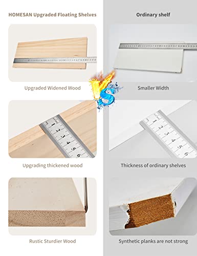 HOMESAN Floating Shelves Set of 2, Bathroom Shelves, Wall Shelves for Bedroom, Floating Shelf for Wall Decor