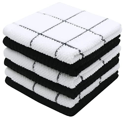 HFGBLG Cotton Dish Towels for Kitchen Wash Cloths Terry Dish Cloths, Set of 6, Light and Soft Cleaning Rags Kitchen Hand Towels, 12 Inch x 12 Inch (Multi)
