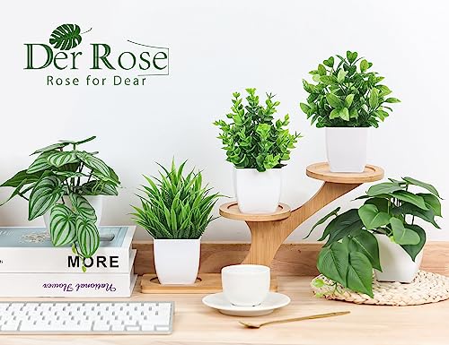Der Rose 6 Packs Fake Plants Small Artificial Plants for Home Office Desk Bathroom Aesthetic Farmhouse Room Decor Indoor