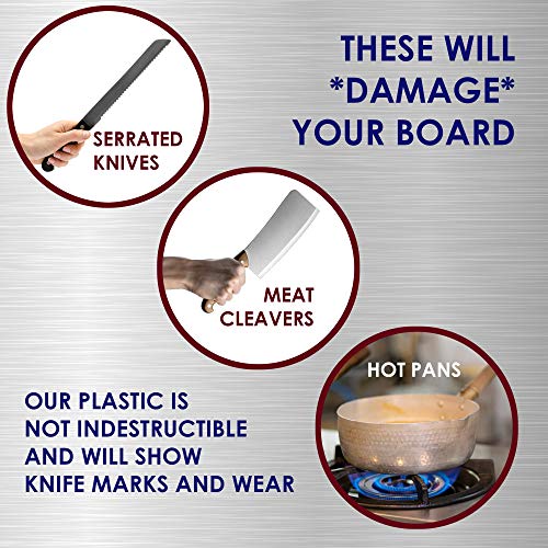Restaurant Thick White Plastic Cutting Board 18x12 Large, 1 Inch Thick