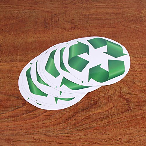 Recycle Symbol Sticker 10 Pack Self Adhesive Vinyl Labels Decals for Garbage Can Trash Bins Containers Trashcan 5 x 5 Inch Laminated Ultimate UV Protected (Recycle Symbol)