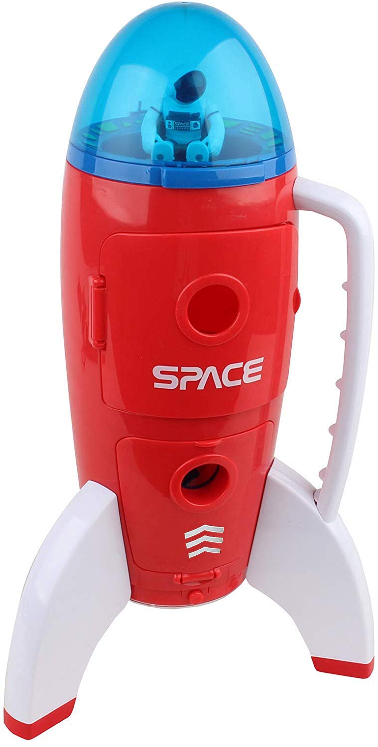 Astro Venture Spaceship Rocket Toy Playset with 2 Astronauts and Rover Vehicle - Lights and Sound Effects, Plus Carrying Handle for Blasting to The Moon and Flying Back - Play and Explore Space Toys