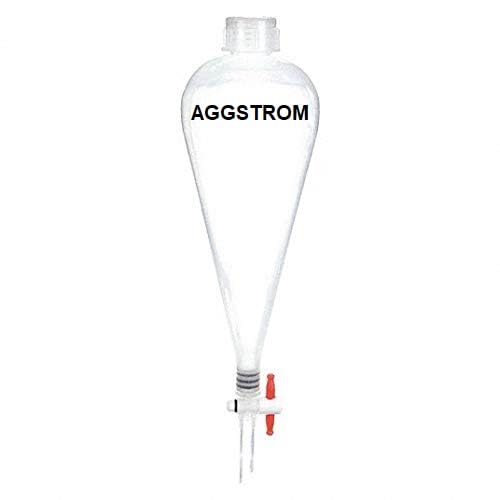 Generic Separating Funnel, 500ml - Polypropylene - Polypropylene Stopcock, PTFE Plug - Leak-Proof Screw Cap, Plastic Separatory Funnel- Aggstrom