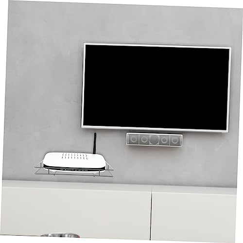 Cabilock Iron Nail- Router Storage Rack Bathtub Faucet Handles Bathroom Decor Tv Lower Row Small Wall Shelves Tv Top Shelf Router Shelf No Drill Tv Mount Wall Hanging Storage Rack Grey
