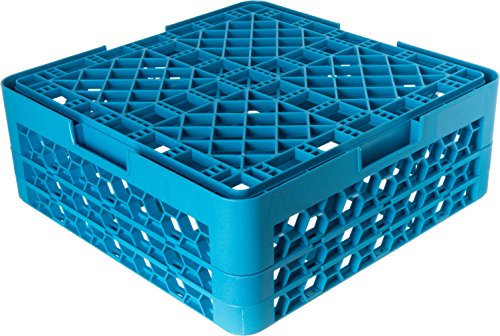 Carlisle FoodService Products RG9-214 OptiClean 9 Compartment Glass Rack with 2 Extenders, 7.12", Polypropylene, Blue