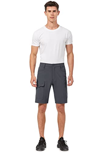 Hiauspor Men's Hiking Cargo Shorts 9"/10" Quick Dry Lightweight Waterproof for Golf Tactical Fishing Casual with 6 Pockets (Dark Grey, 36)