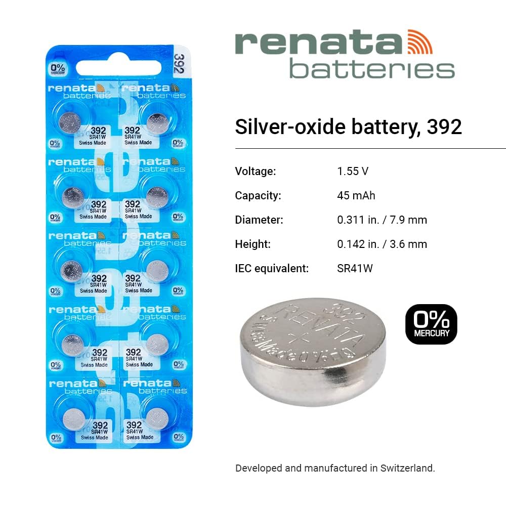 Renata Batteries 392 Silver Oxide Watch Battery (5 Pack)