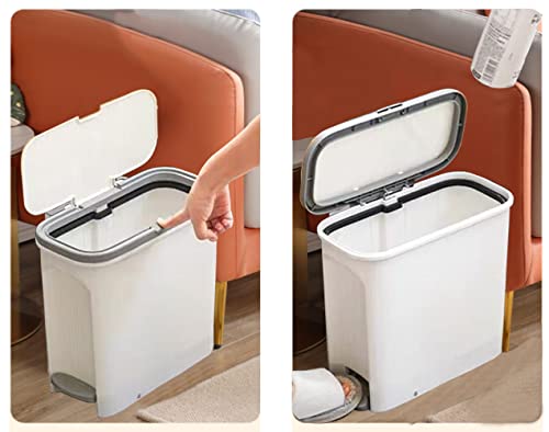 Feisco Small Trash Can with Lid,4 Gallon Trash Can with Foot Pedal and Press Type Lid,Small Bathroom Trash Can Wastebasket Garbage Container Bin for Bathroom Bedroom Kitchen Office (1, White)