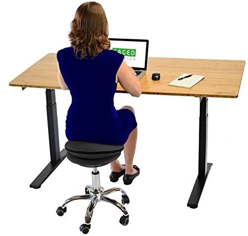 WOBBLE STOOL AIR rolling ergonomic balance ball office chair alternative exercise active stool wheels modern sit stand-up standing desk accessories adjustable height black