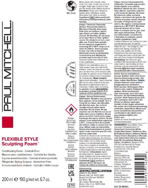 Paul Mitchell Sculpting Foam, Conditions + Controls Frizz, For All Hair Types, 6.7 oz.