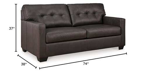 Signature Design by Ashley Belziani Modern Tufted Leather Match Sofa, Black