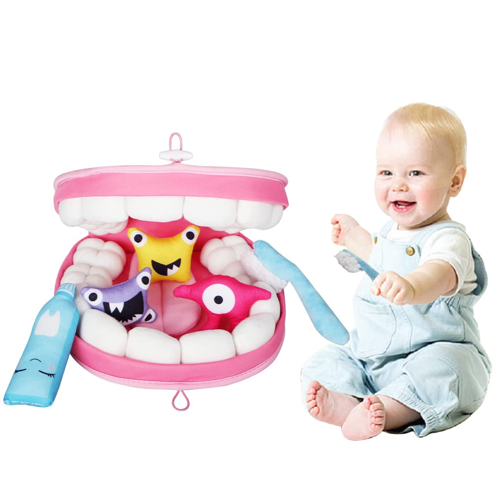 KAKIBLIN Educational Plush Toy, Preschool Educational Plush Toys for Kids, Teaching Kid How to Protect Teeth and Learning What in Their Oral