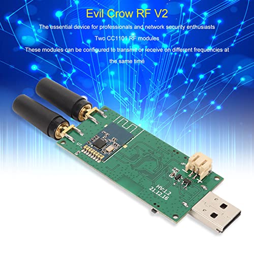 BOTEGRA RF Module Board Adapter, 300Mhz‑348Mhz 387Mhz‑464Mhz 779Mhz‑928Mhz Stable 2 CC1101 RF Modules Evil Crow RF V2 Radiofrequency Modules PCB for Testing