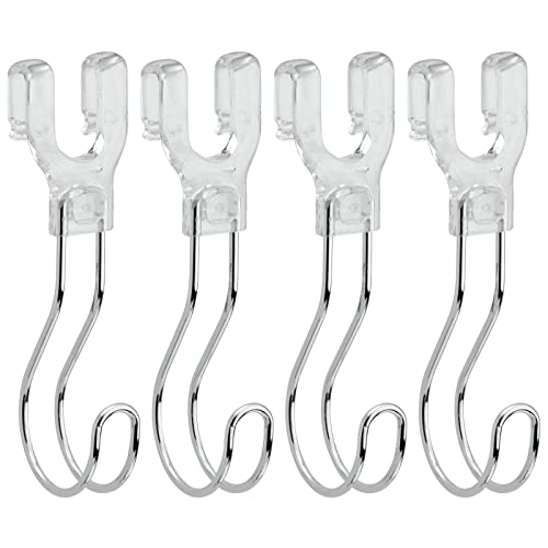 mDesign Hanging Closet Storage Hook - Organizes Handbags, Scarves, Ties, Belts, Accessories - Great for Men, Women & Kids Bedroom, Hall & Coat Closet - Hangs Below Wire Shelving, 4 Pack - Chrome/Clear