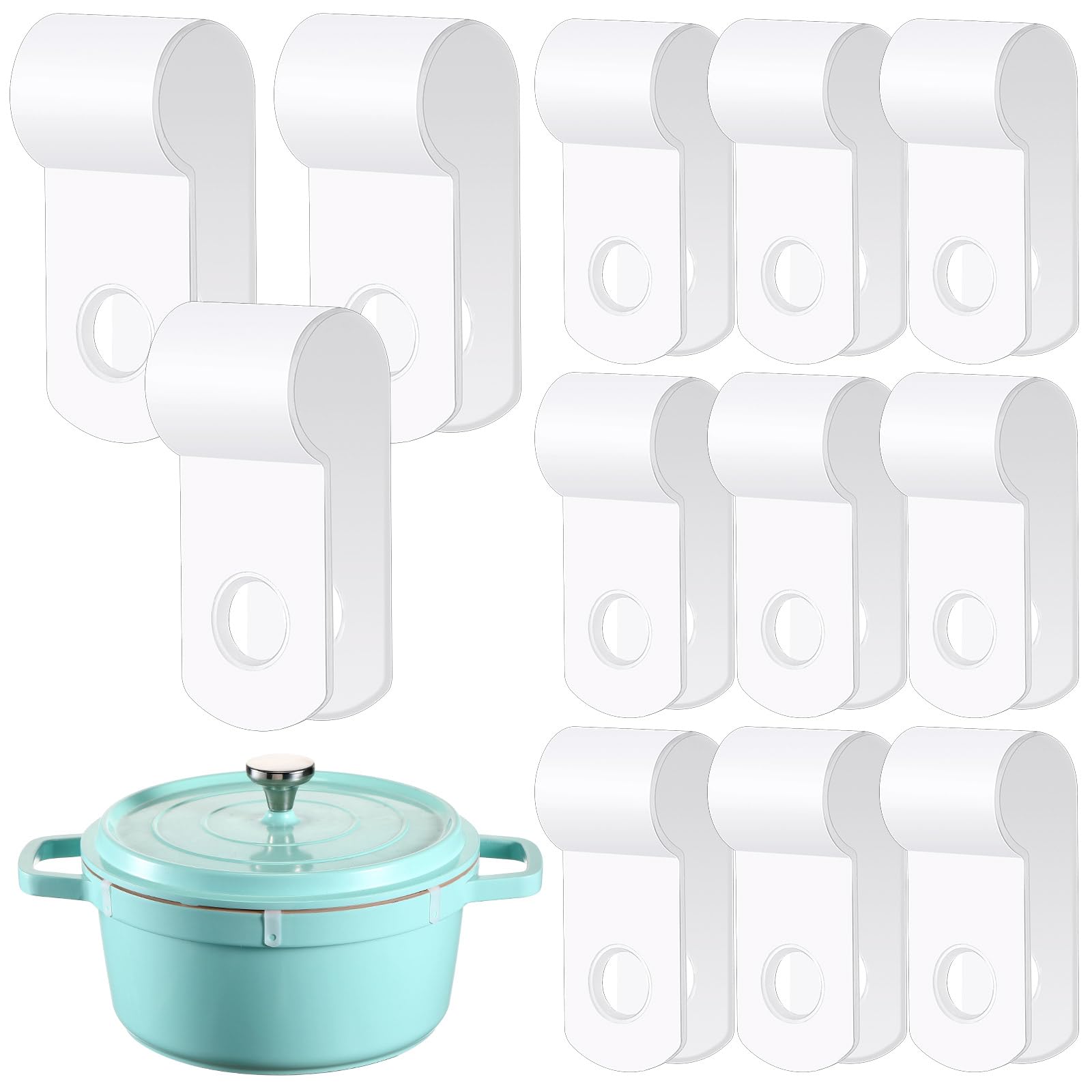 Vercraft 12 Pcs Dutch Oven Lid Protector Clips Replacement Plastic Clips for Stacking and Storage Plastic Bumpers for Display and Storage and Stacking of Dutch