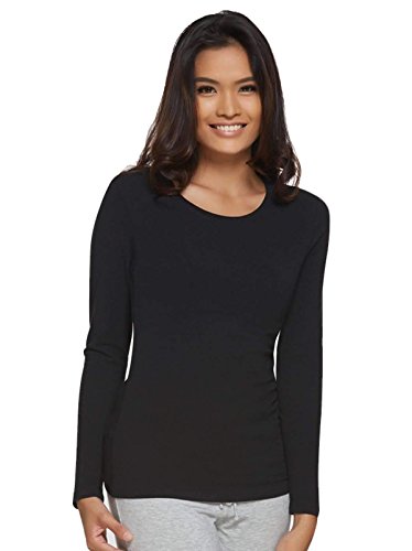 Felina | Key Item Long Sleeve Crew Neck Tee | Cotton & Modal | 2-Pack (Black Heather Gray, Large)