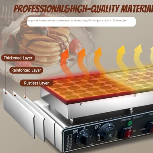 Cabinet Pancake Maker, 50PCS 1800W Commercial Electric Nonstick Waffle Maker Machine, 1.8 In Waffle Makers with 2 Thermostats & 2 Timers Separate Control for Home, Restaurant, Cafe, Bakery, Kitchen