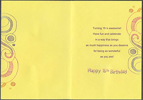 Designer Greetings Cupcake with Red and Orange Frosting on Black Age 16 / 16th Birthday Card