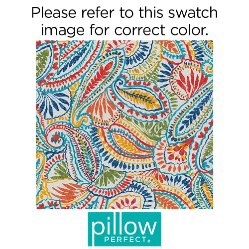 Pillow Perfect Paisley Outdoor/Indoor Lumbar Pillow Plush Fill, Weather, and Fade Resistant, Lumbar - 11.5" x 18.5", Blue/Multi Ummi, 2 Count