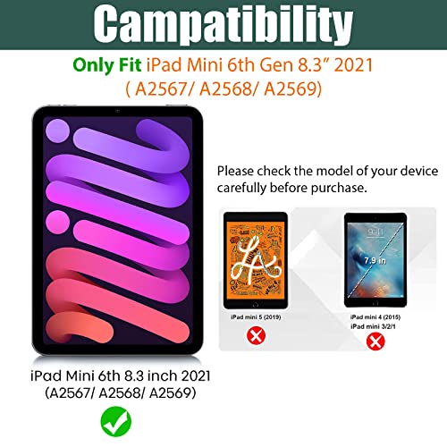 Hoidokly iPad Mini 6 Case 8.3 Inch 2021, iPad Mini 6th Generation Case Clear, Hard Back Cover Cases for 2021 iPad Mini 8.3" 6th Gen A2567 A2568 A2569 -Green