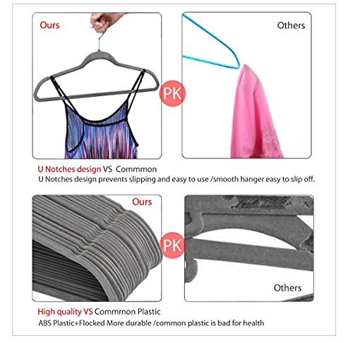 Yaheetech 100 Pack Non Slip Velvet Hangers Heavy Duty Suit Hangers Flocked Coat Suit Hangers Space Saving Clothes Hangers with 360° Swivel Hook, Gray