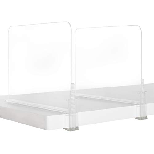 Richards Acrylic Closet Shelf Divider and Separator 6 Pack- Great for Storage and Organization in Bedroom, Bathroom, Kitchen and Office Shelves, Clear (9875300-3)