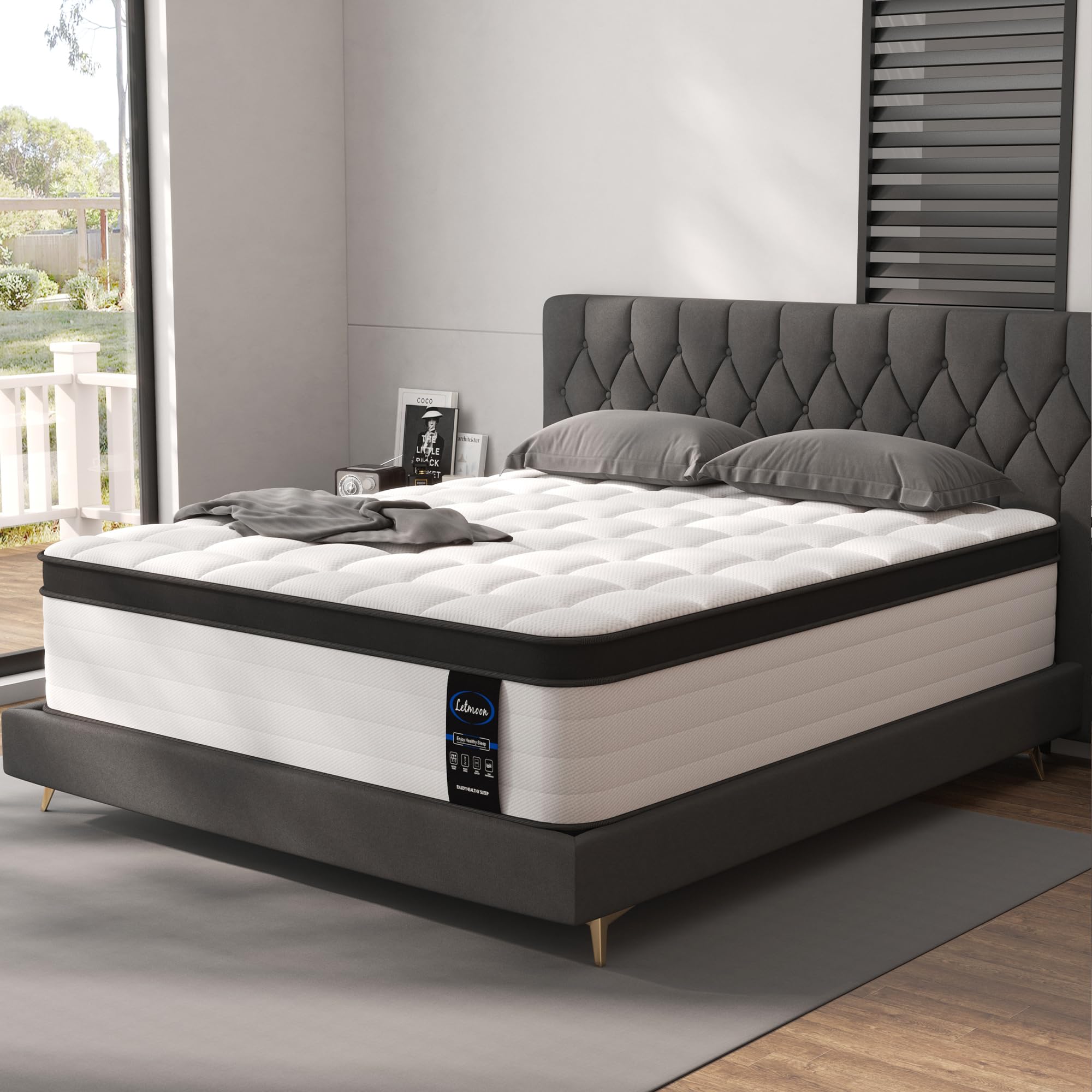 LETMOON Full Size Mattress, 12 Inch Hybrid Full Mattress, Medium Firm Mattress with Memory Foam and Pocket Springs, 3 Coils Strong Edge Support, Pressure Relief, Bed in Box